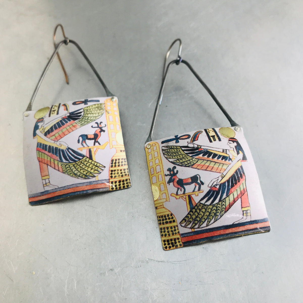 Egyptian Goddess Isis Square Tin Zero Waste Earrings – adaptive reuse ...