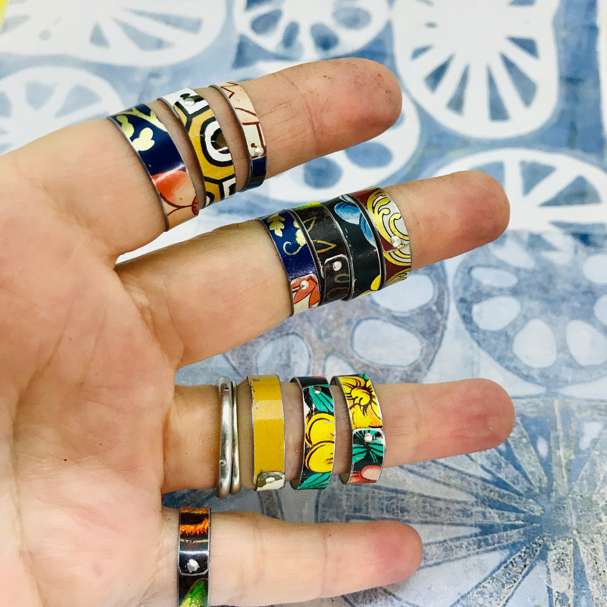 Stackable Tray Bands Upcycled Tin Rings – adaptive reuse jewelry