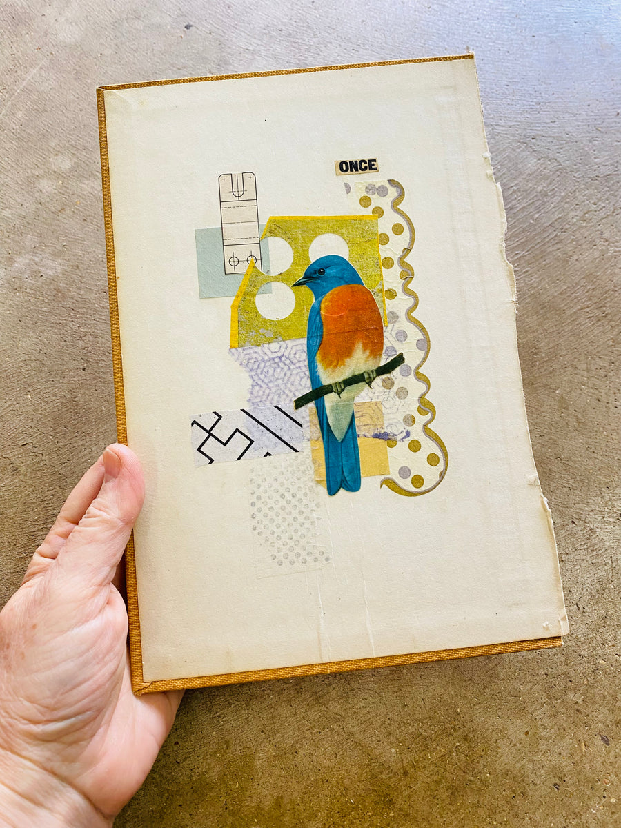 Once • Collage on Upcycled Book Cover – adaptive reuse jewelry