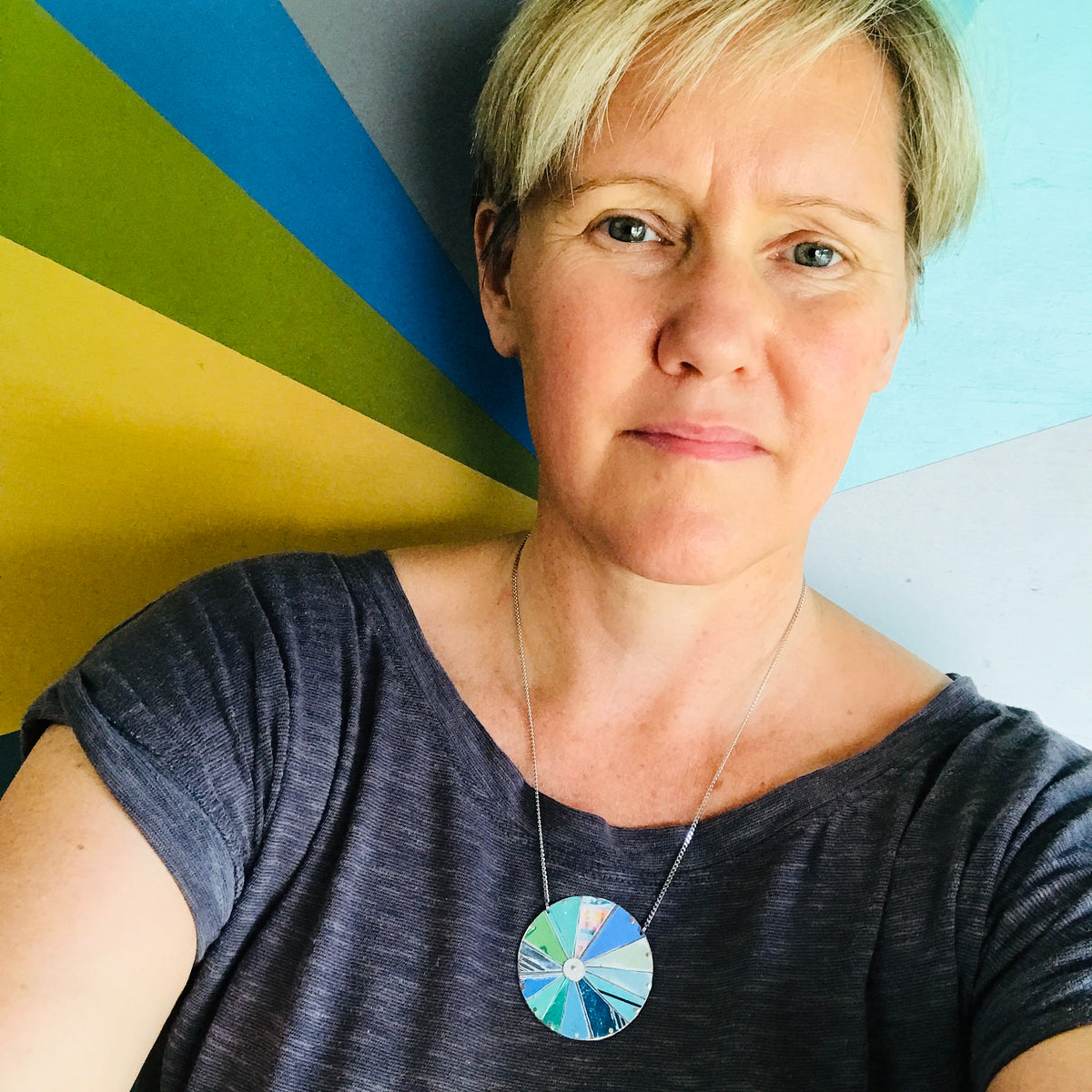 Curious Cools Zero Waste Tin Color Wheel Necklace – adaptive reuse jewelry