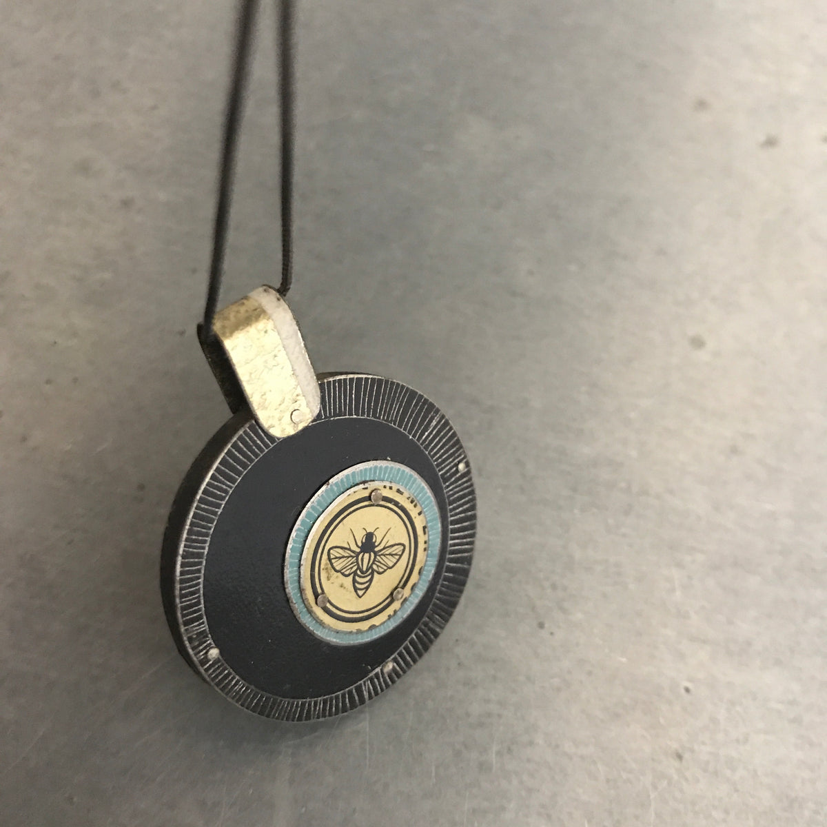 Reversible Flower & Bee Constructed Tin Collage Necklace – adaptive ...